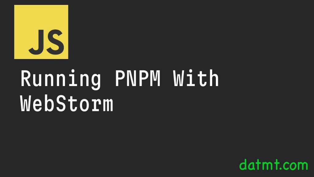 Running PNPM With WebStorm - datmt