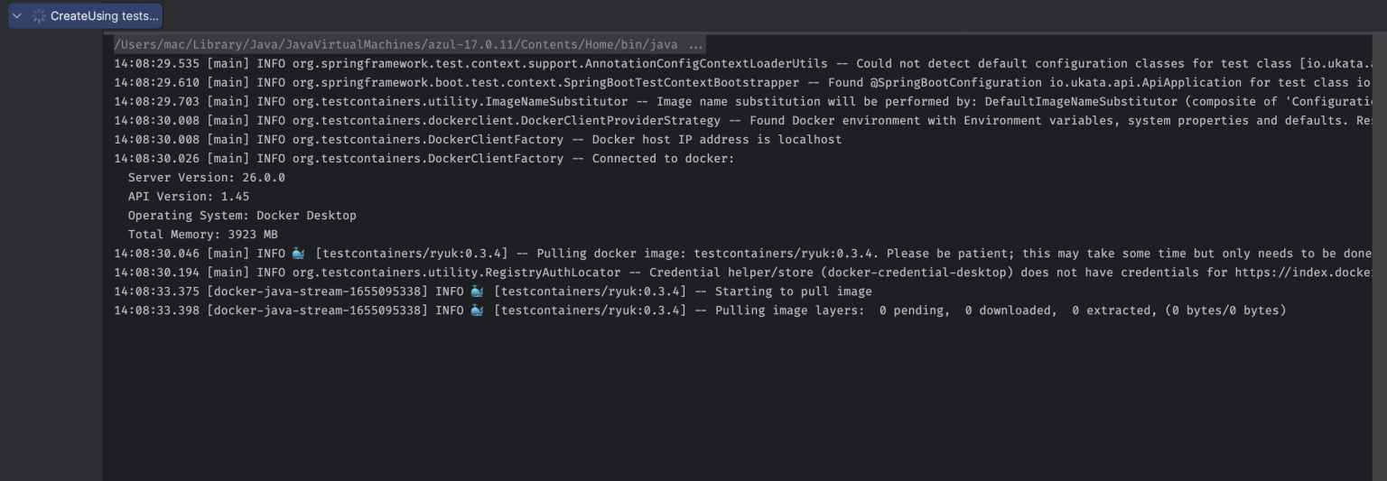 Fix Could not find a valid Docker environment TestContainers - datmt